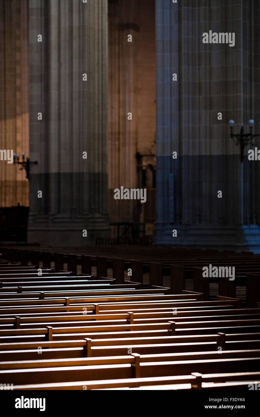 Rows of pews in church Stock Photo - Alamy