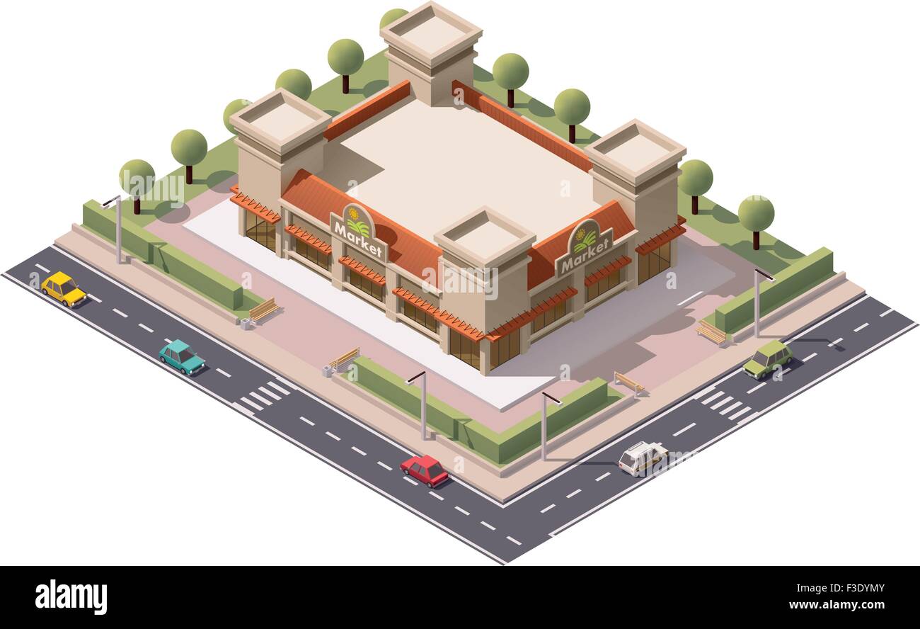 Vector isometric indoor market Stock Vector Image & Art - Alamy