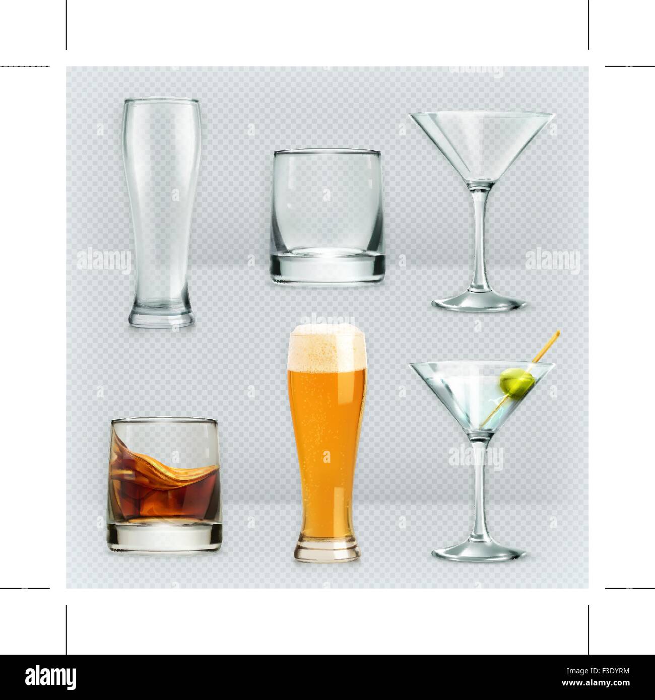 Glasses, alcohol drink vector icon set Stock Vector Image & Art - Alamy