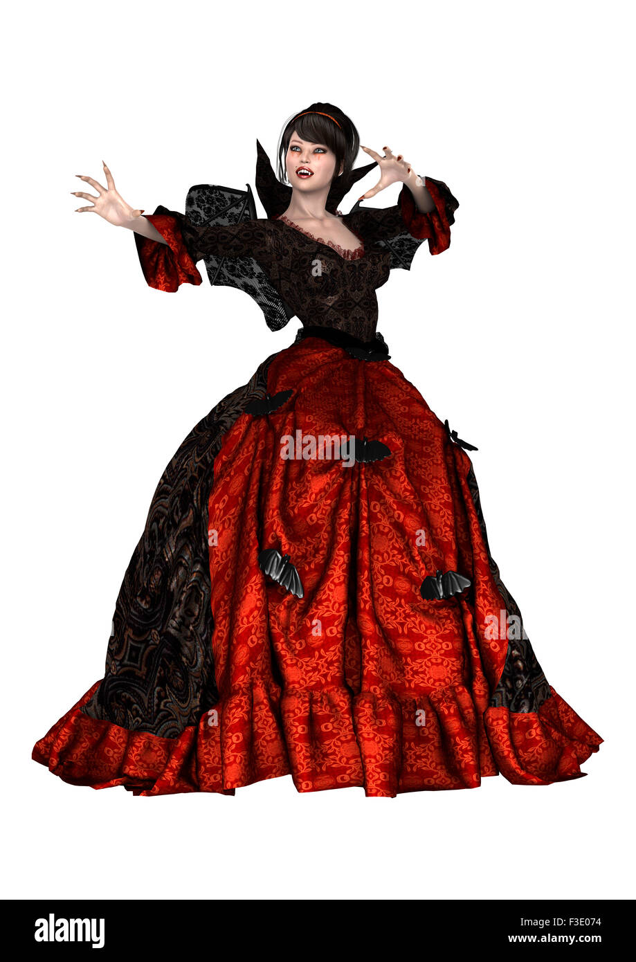 3D digital render of a beautiful lady vamp isolated on white background ...