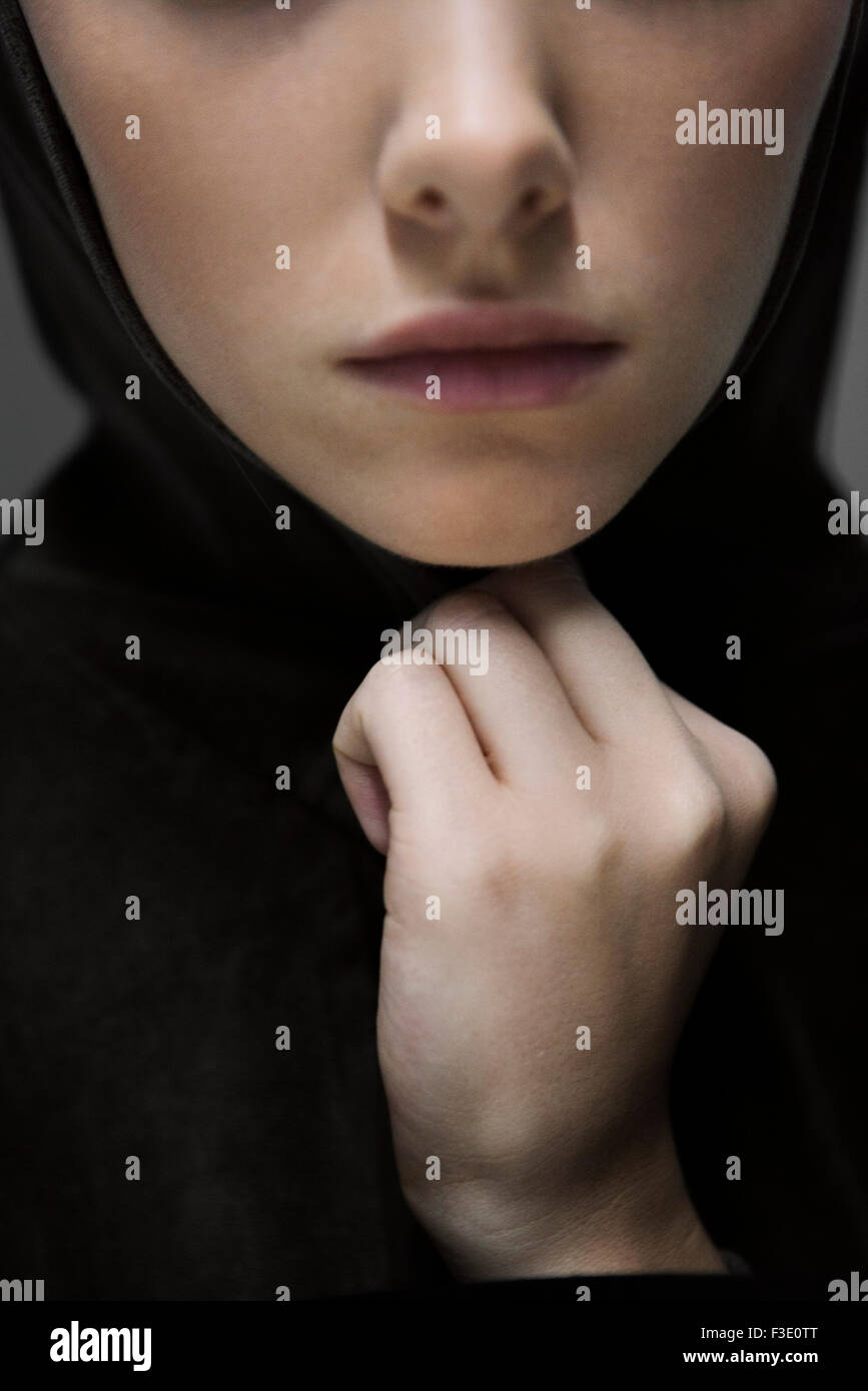 Young Woman Hand Under Chin High Resolution Stock Photography and ...