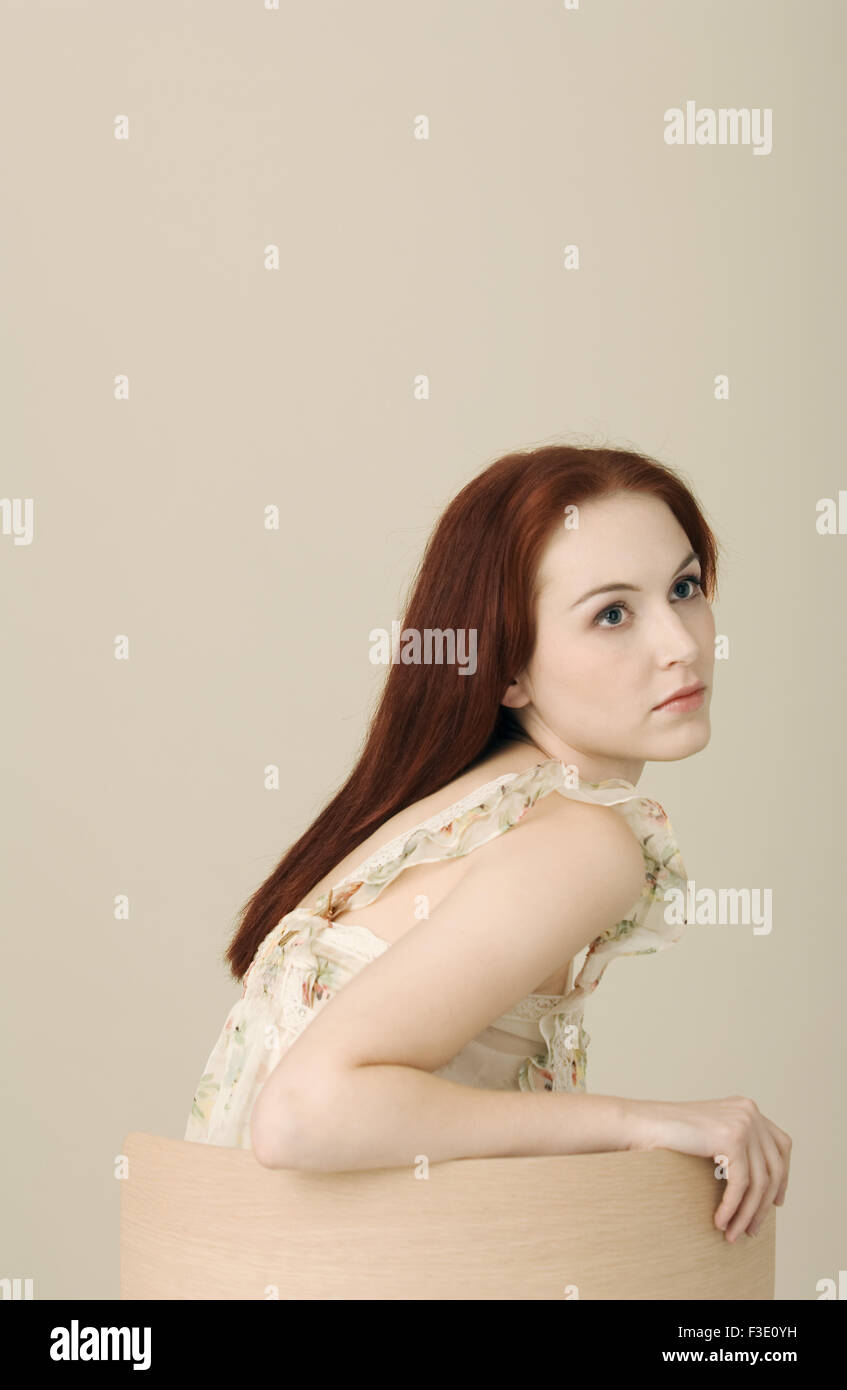 Woman wearing ruffly dress, portrait Stock Photo - Alamy