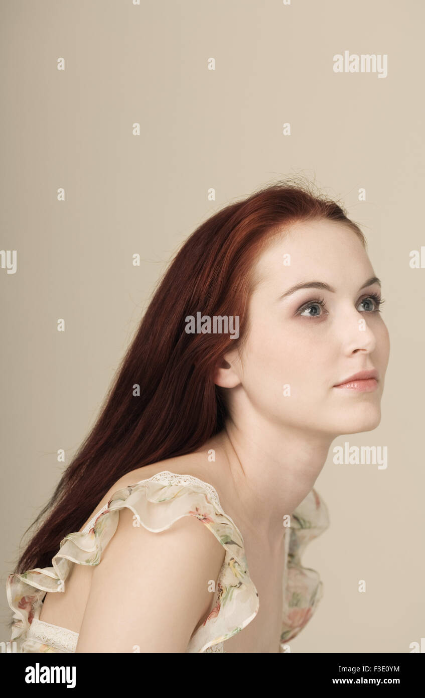 Woman wearing ruffly dress, portrait Stock Photo - Alamy