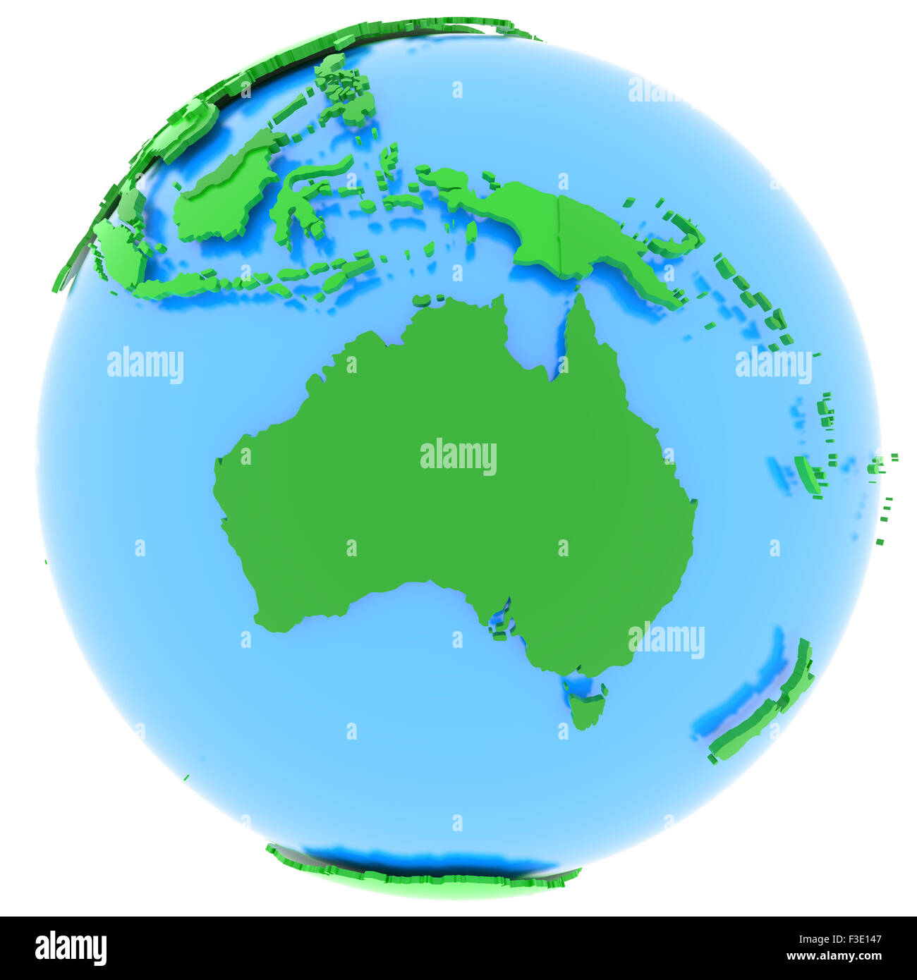 Political map of Australia with countries in different shades of green ...