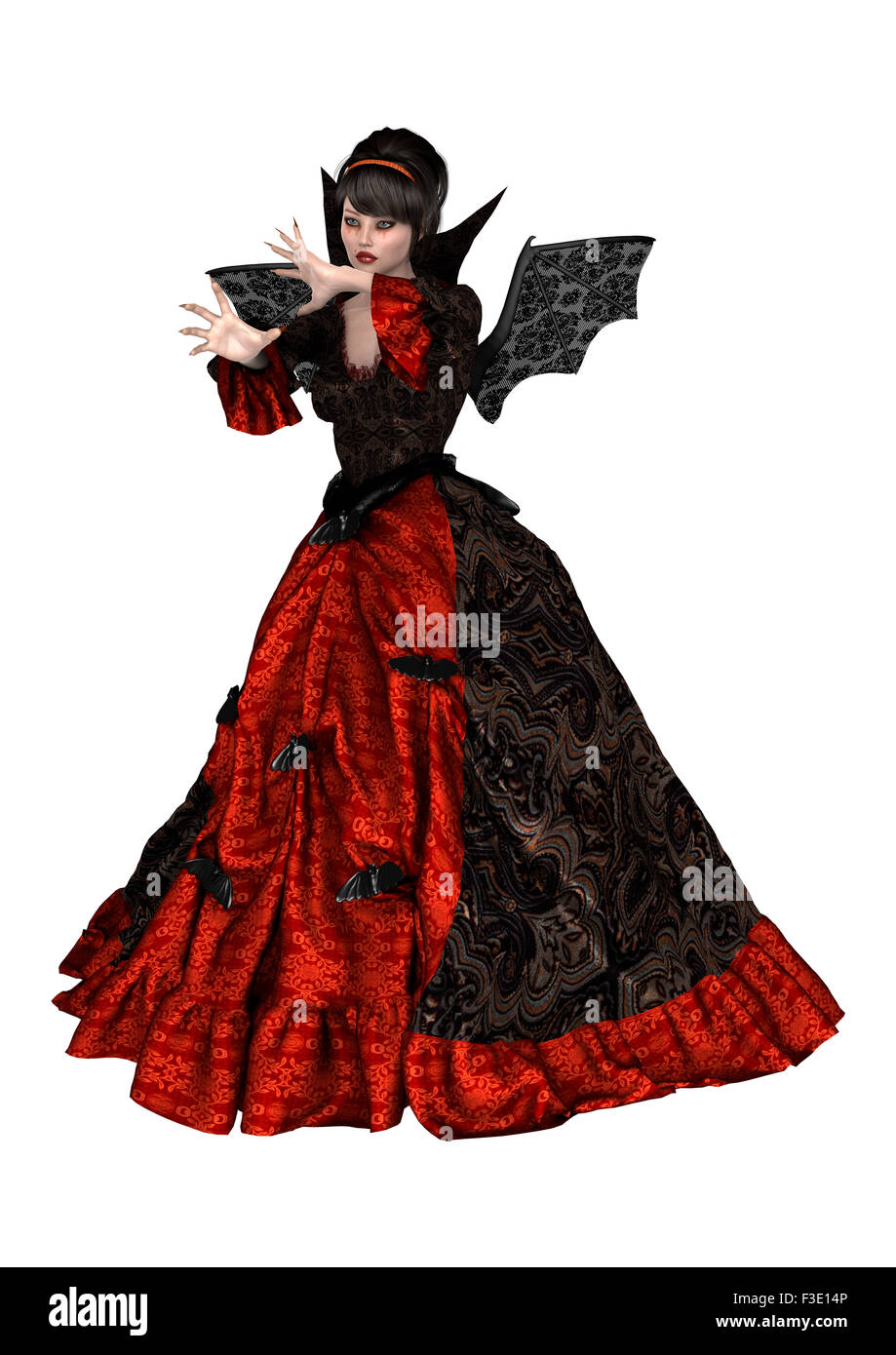 3D digital render of a beautiful lady vamp isolated on white background ...