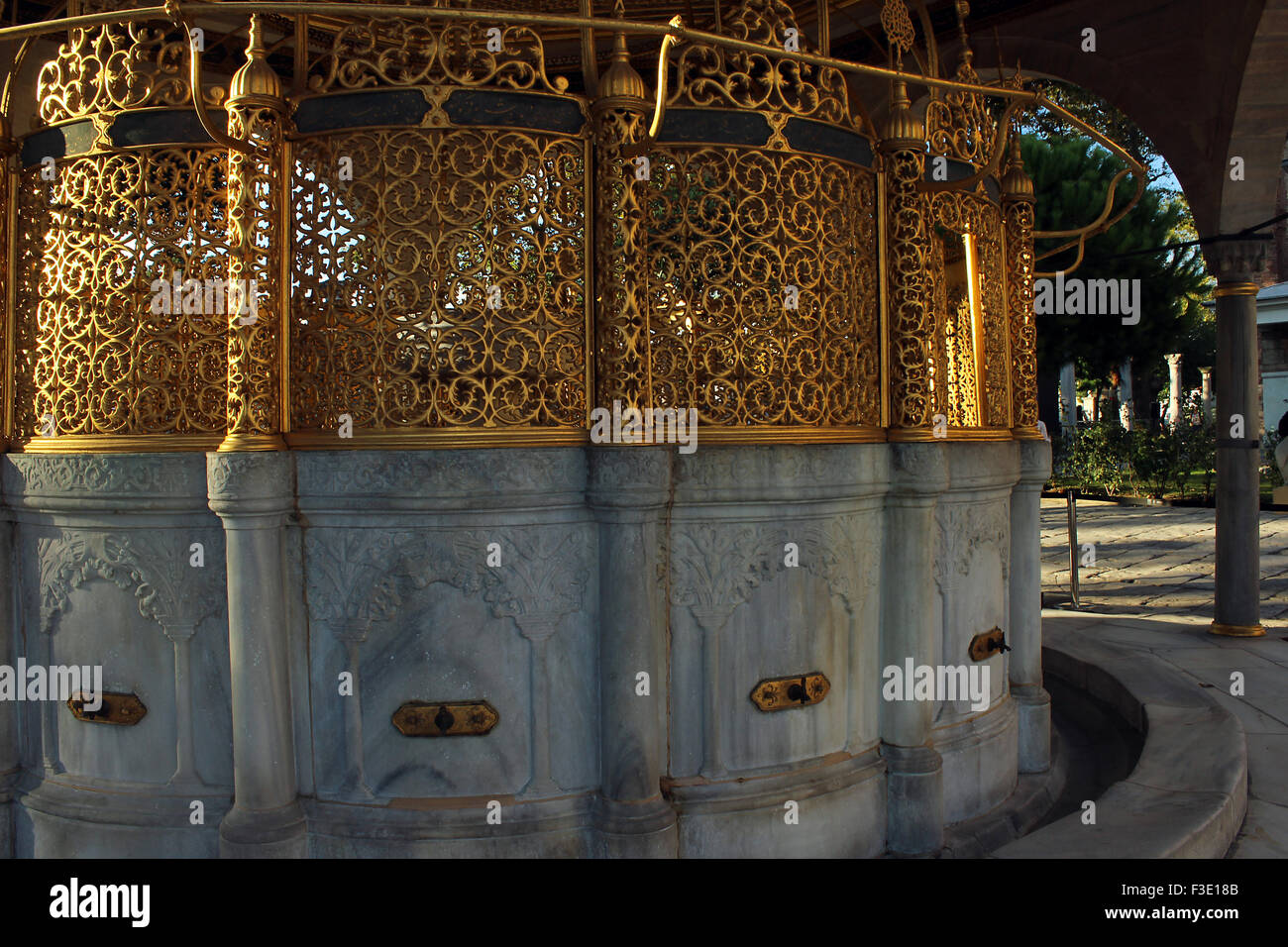 Ornate fountain for ritual ablution before entering the Hagia Sophia in ...