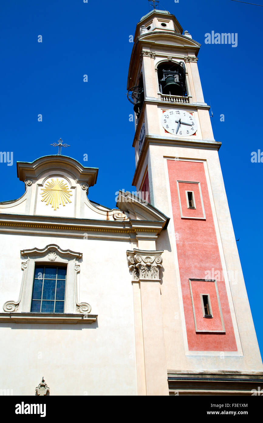 old abstract in italy the wall and church tower bell sunny day tradate ...