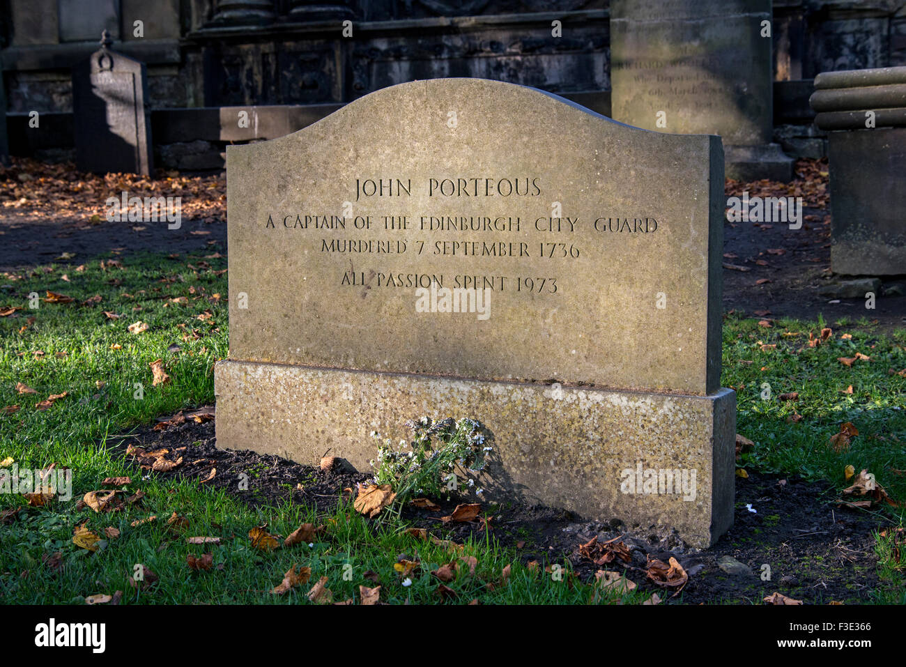 The grave of Captain John Porteous (1695-1736), murdered by an ...
