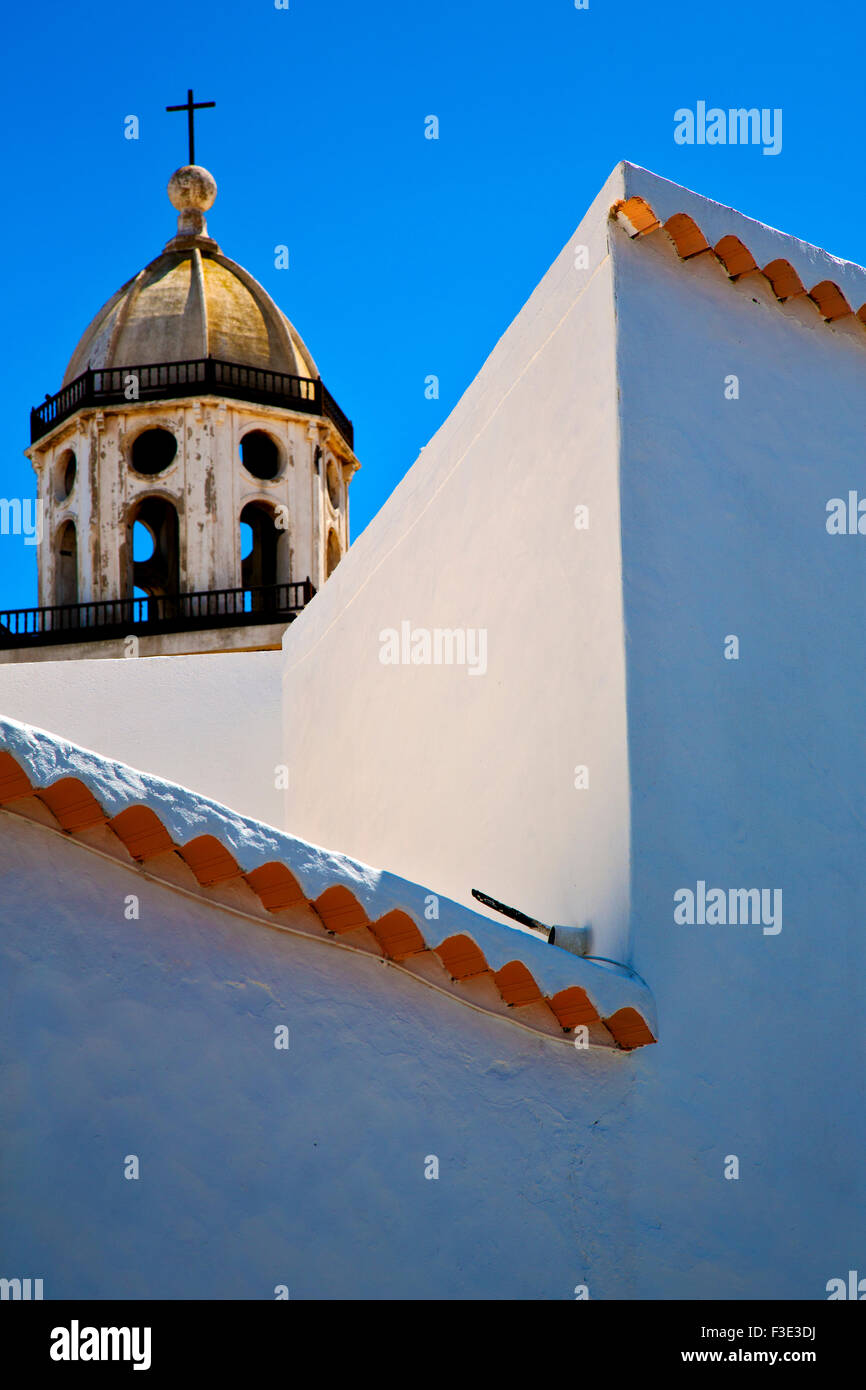 the old terrace church bell tower in teguise arrecife lanzarote spain ...