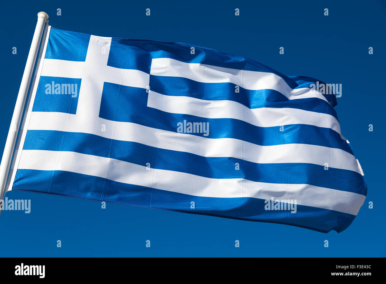 Waving Greek flag Stock Photo - Alamy