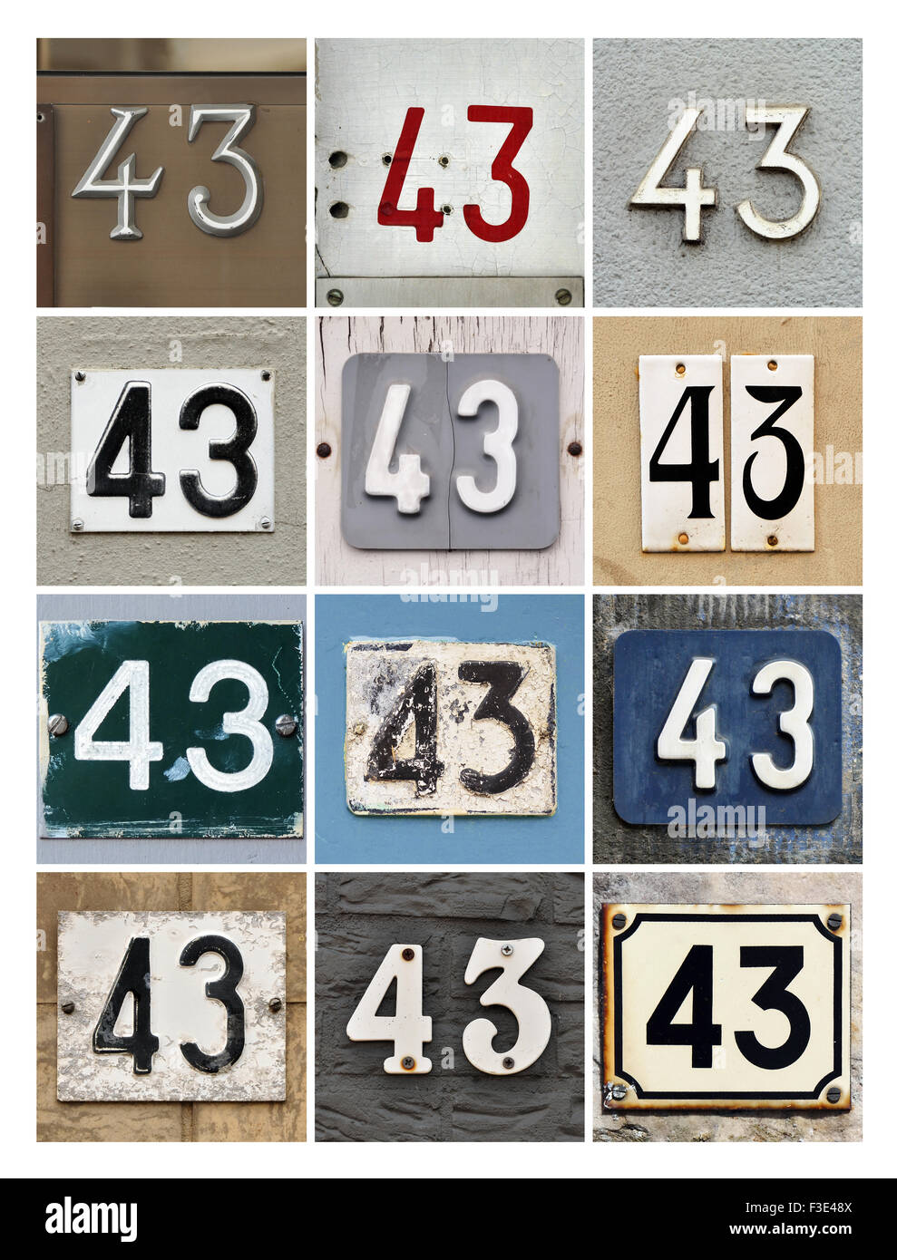 Collage of House Numbers Forty-three Stock Photo - Alamy