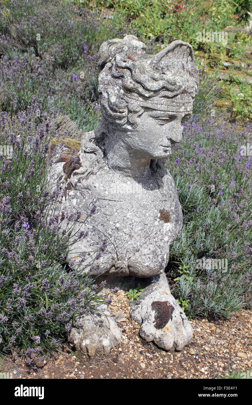 Sphinx stone statue in the Grecian style, the body of a lion and a ...