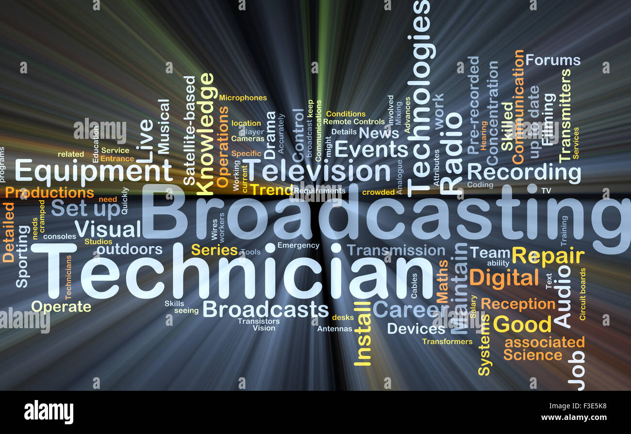 Background concept wordcloud illustration of broadcasting technician ...