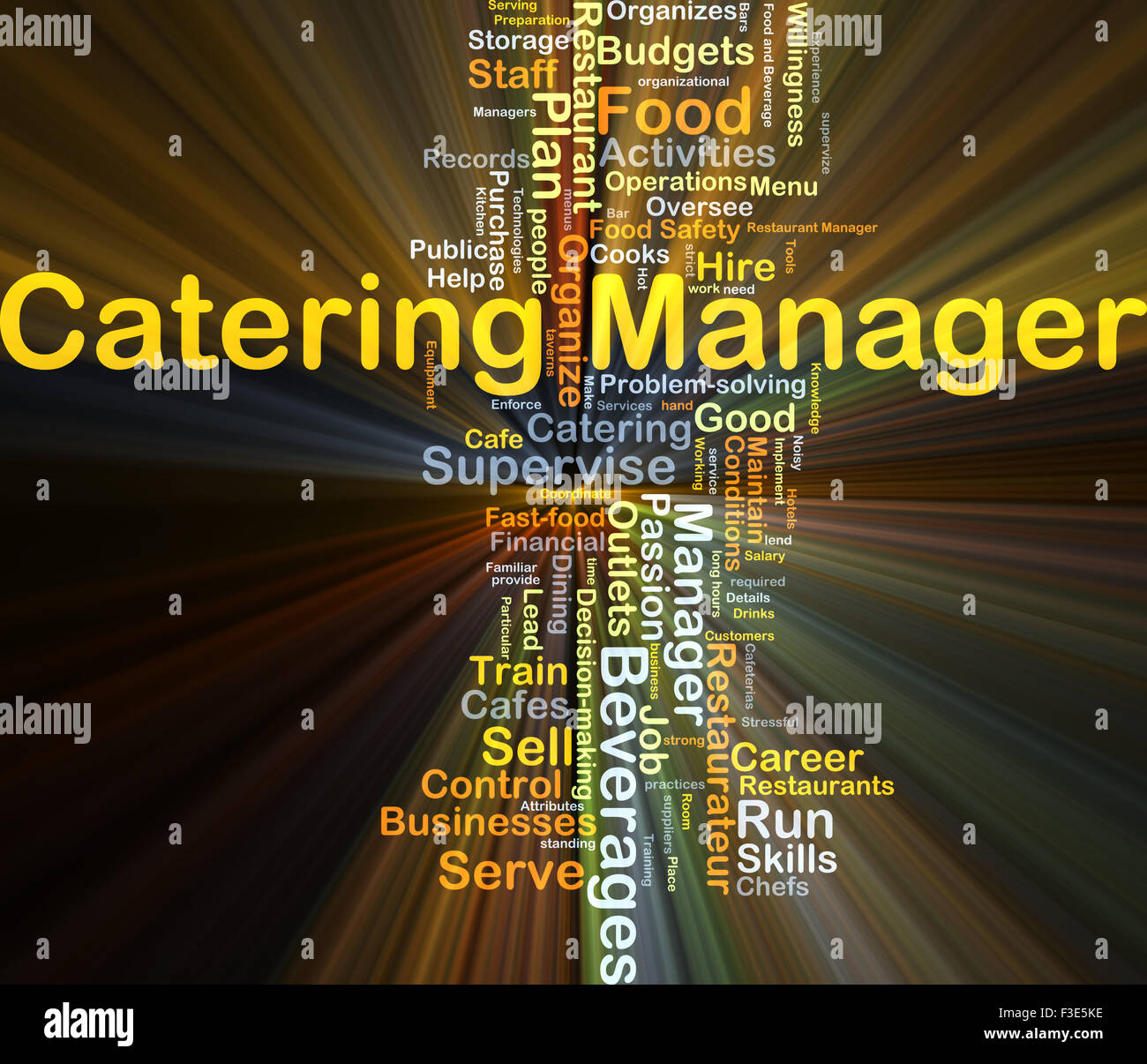 Background concept wordcloud illustration of catering manager glowing ...