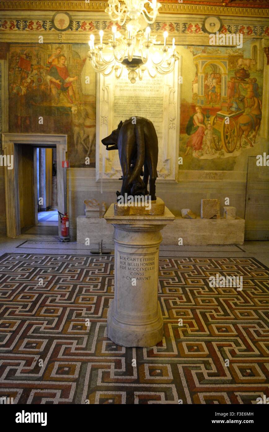 statue of a she-wolf with Romulus and Remus in the Capitoline museum ...
