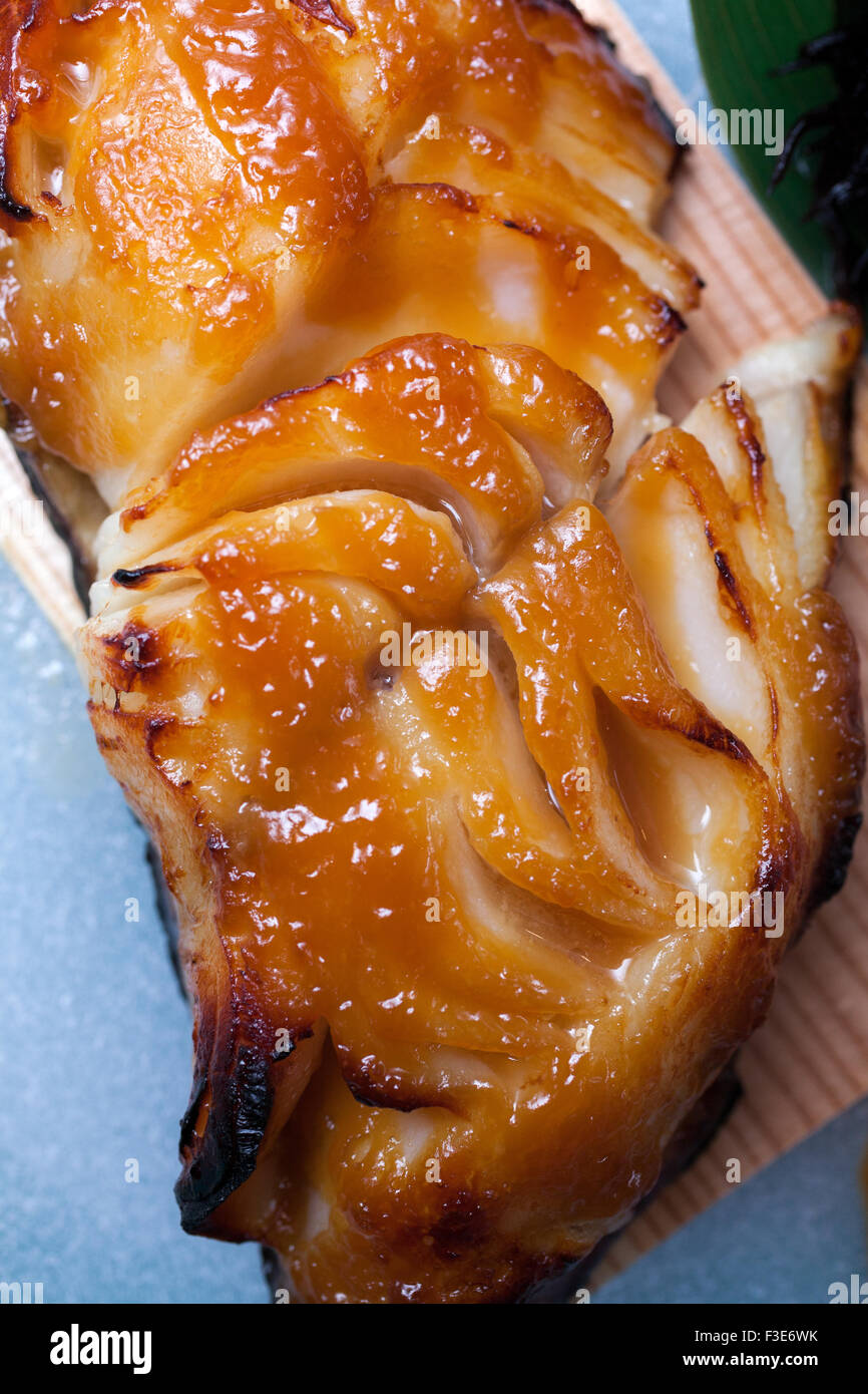 Roasted Cod Fillet With Red Sauce Stock Photo - Alamy