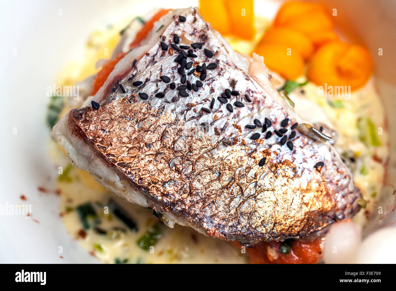 Gourmet Fish plate Stock Photo - Alamy