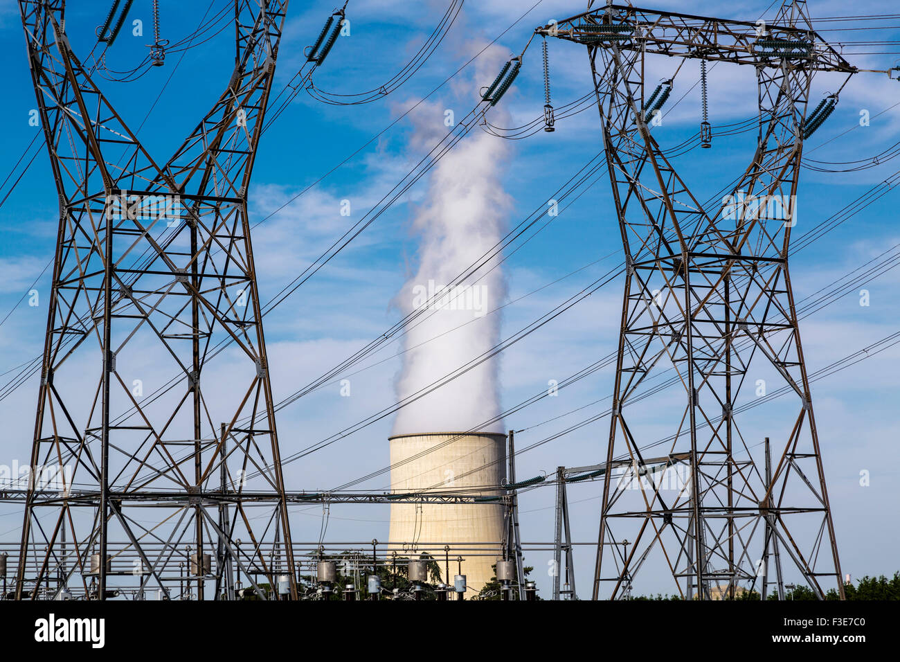 EDF Golfech Nuclear Power Plant electrical pylons Tarn et Garonne ...
