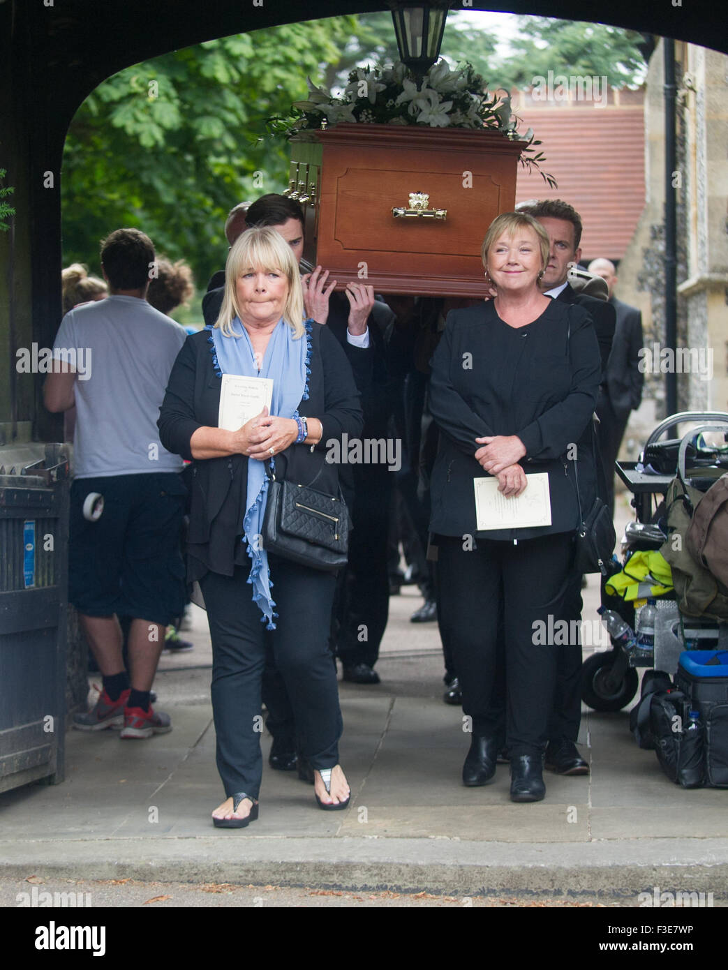 'Birds of a Feather' cast filming a funeral scene in Hertfordshire. The ...