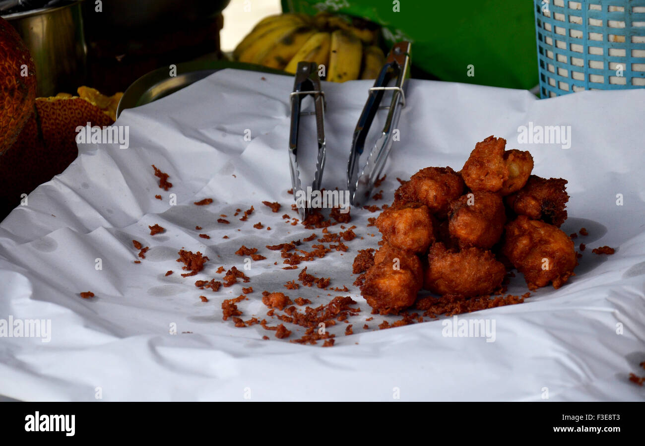 Champedak or Artocarpus integer deep fried at market in Nakhon Si ...