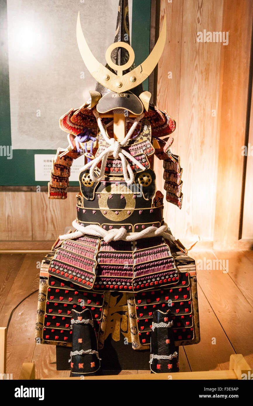 Kumamoto Japanese Castle, a suit of red and black samurai armour for a ...