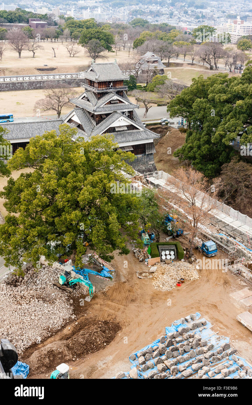 Aerial view of the Uto yagura, multi-level turret, honmaru and the ...