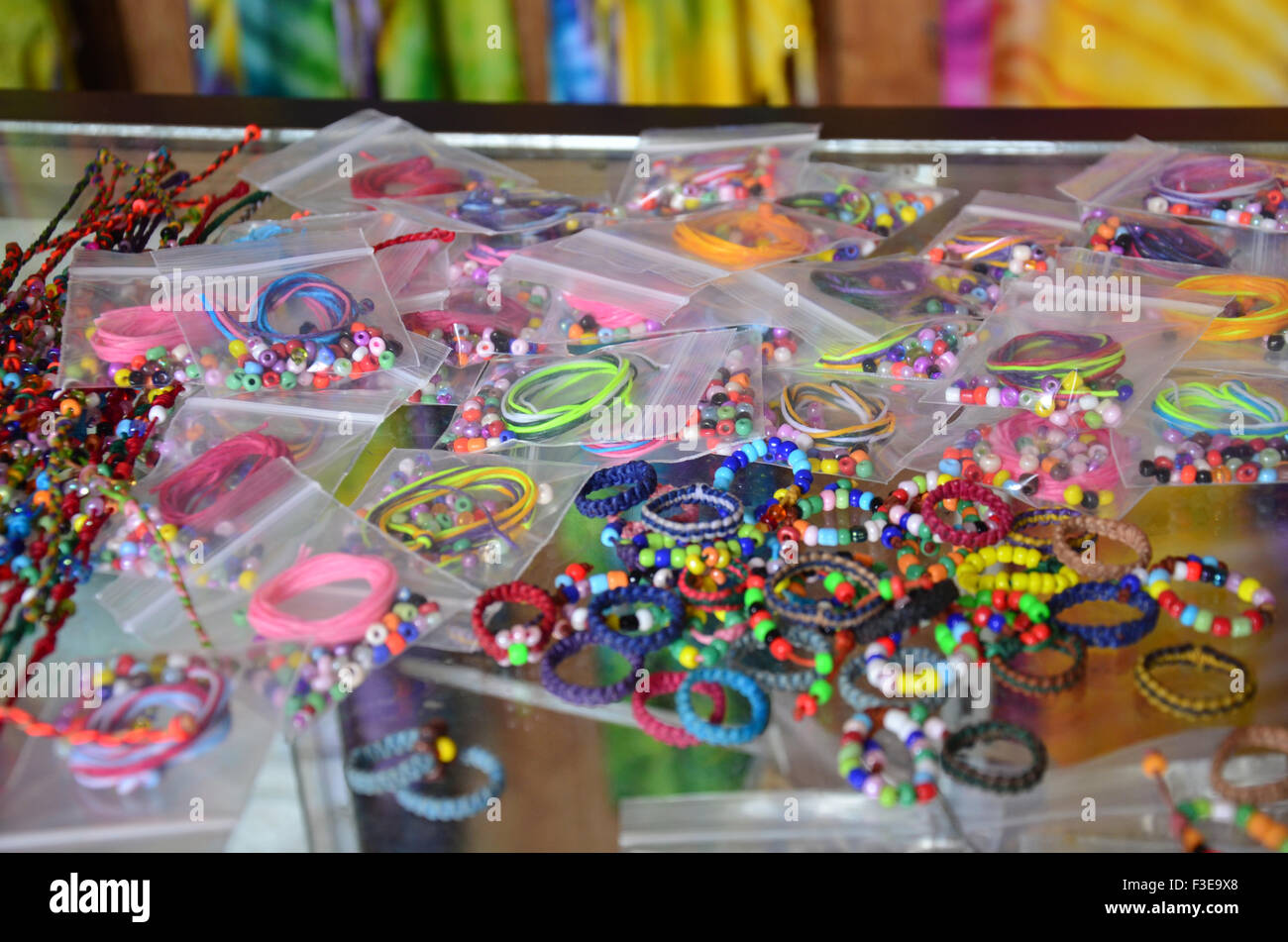 Accessory beads and tools for made ornament at shop Stock Photo - Alamy