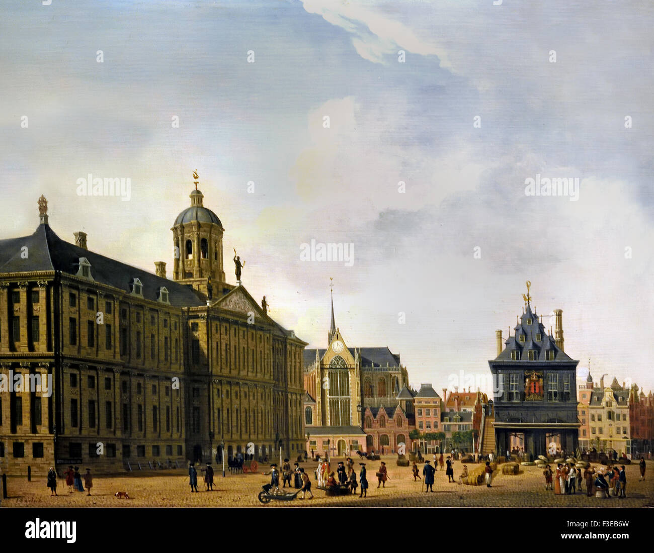 View of the Dam in Amsterdam. Left the Town Hall, behind the New Church ...