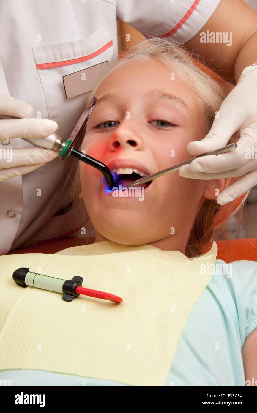 Teenage girl at a dentist Stock Photo - Alamy