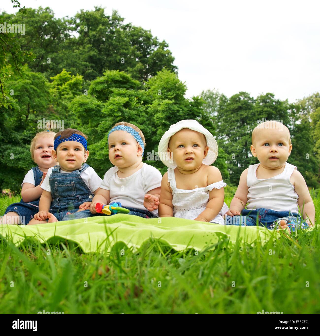 Group of babies outdoors Stock Photo - Alamy