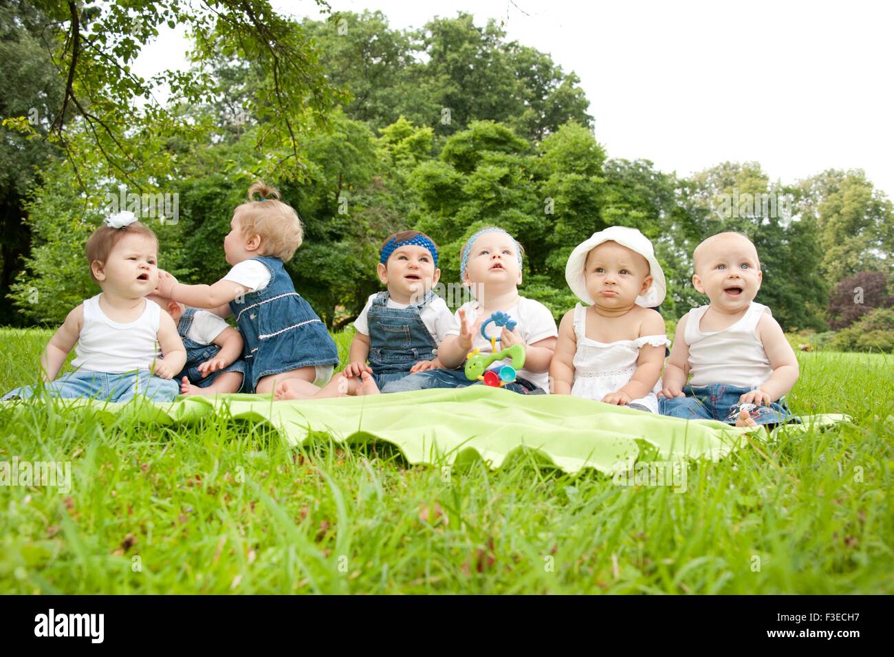 Group of babies outdoors Stock Photo - Alamy