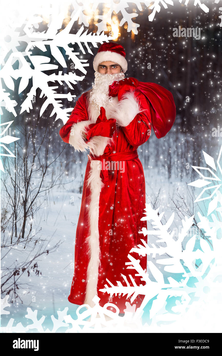 Father frost with gift bag Stock Photo - Alamy