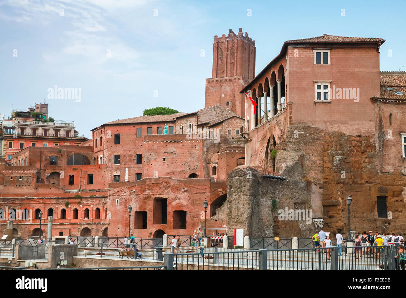 Street view with remains of Imperial forums in Rome Italy Stock Photo ...