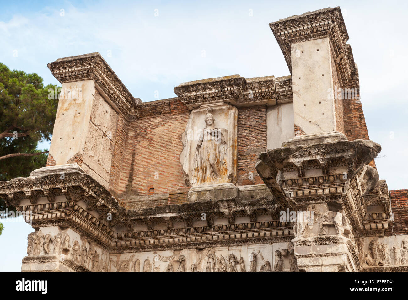 Remains of peristyle of the Temple of Minerva which defined the Forum ...