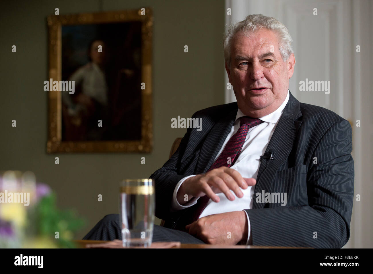 Prague, Czech Republic. 6th Oct, 2015. Czch President Milos Zeman gives ...