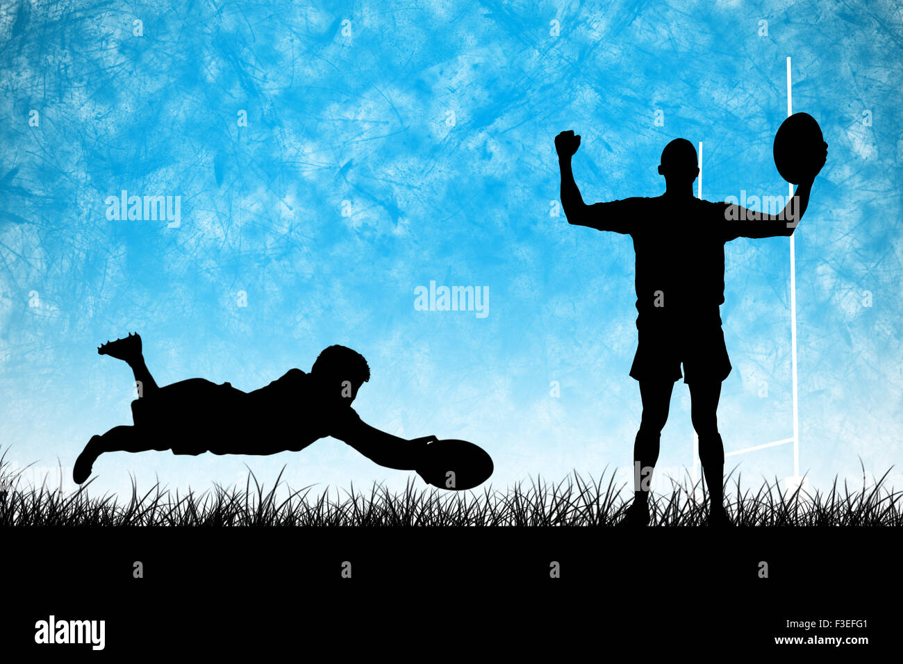 Composite image of silhouette of rugby player Stock Photo - Alamy