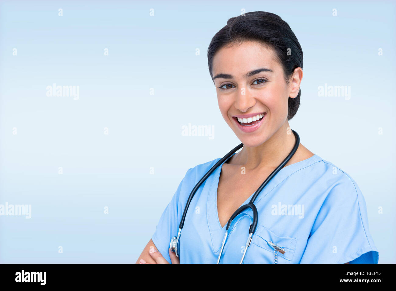 Composite image of portrait of smiling female doctor Stock Photo - Alamy