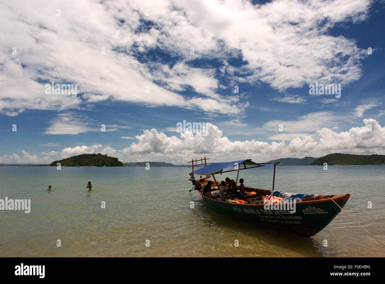 Boat for snorkeling on the island of Koh Russei. Koh Russei or Bamboo ...