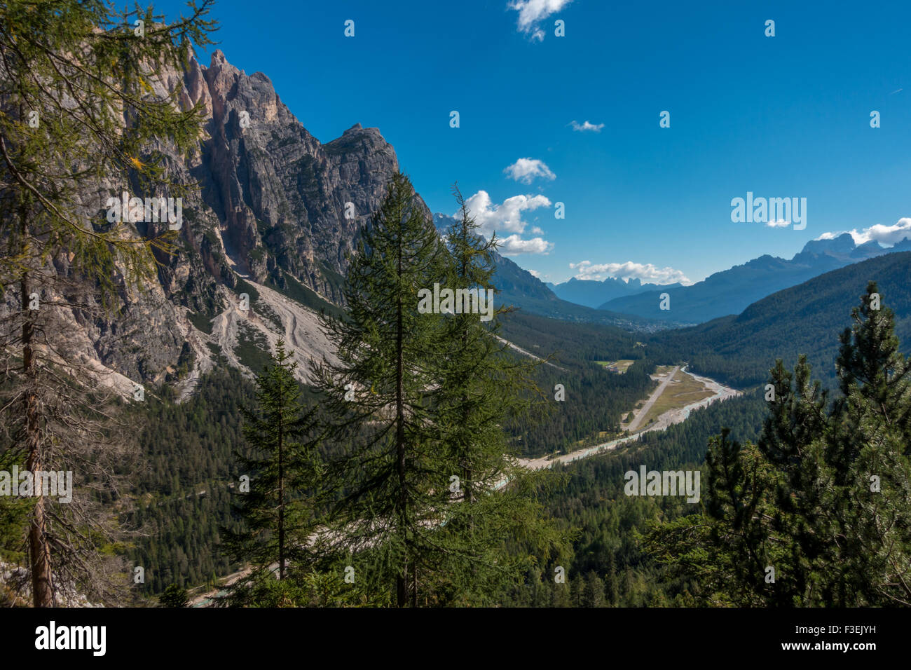 Looking towards Cortina in the valley from the descent path from the ...