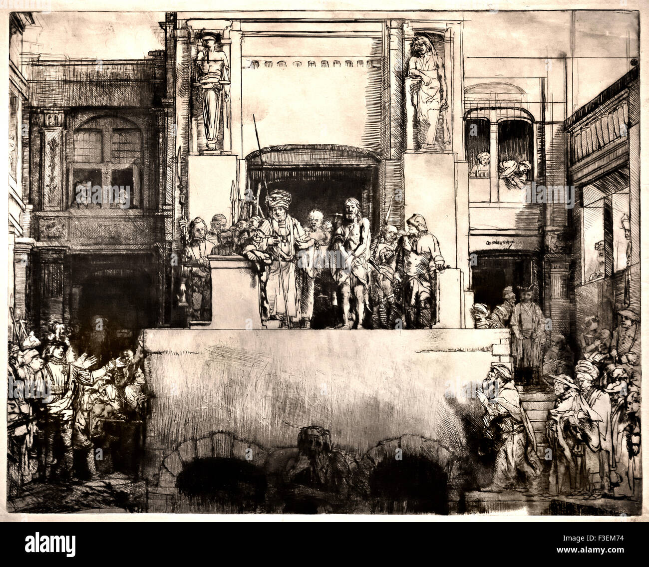 Christ Presented to the people etching drypoint 1655 Rembrandt ...