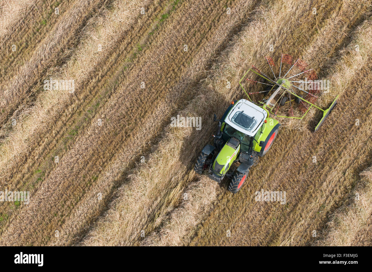 Aerial image of tractor at work Stock Photo - Alamy
