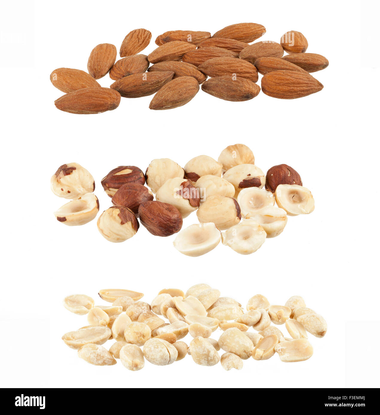 Mix almonds, Chestnut, peanuts isolated on white Stock Photo - Alamy
