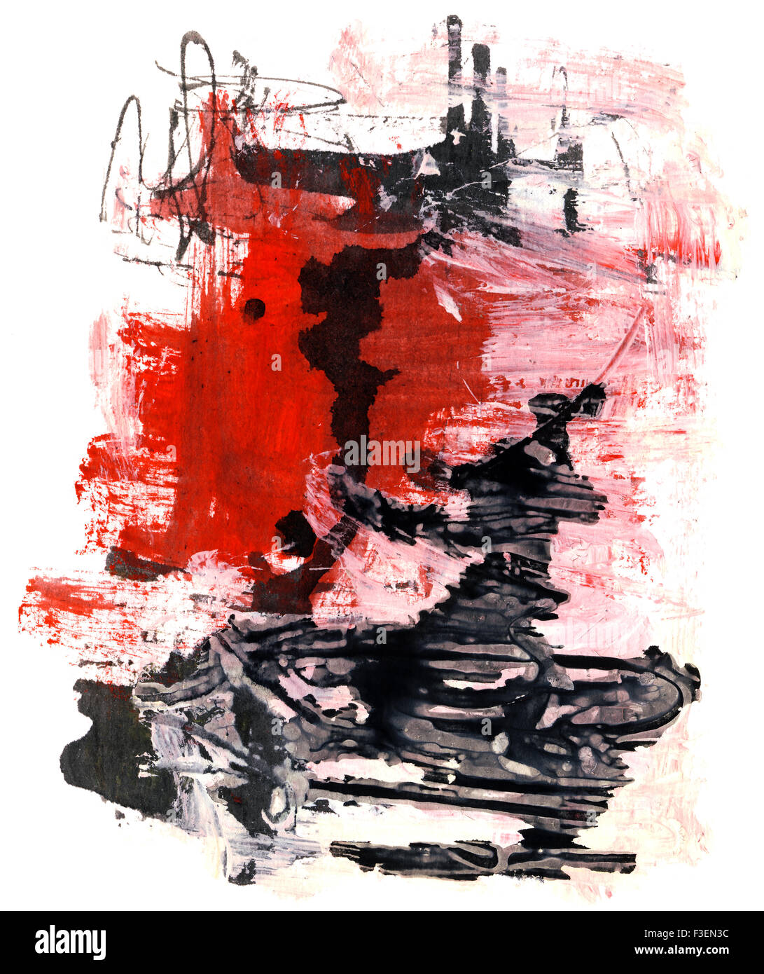 Abstract black white red painting hi-res stock photography and images ...