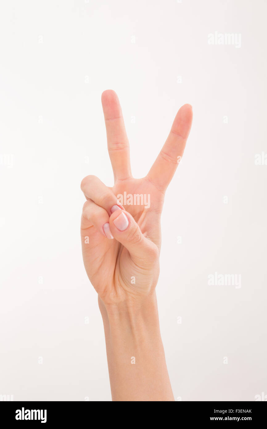 Woman's hand expressing success Stock Photo - Alamy