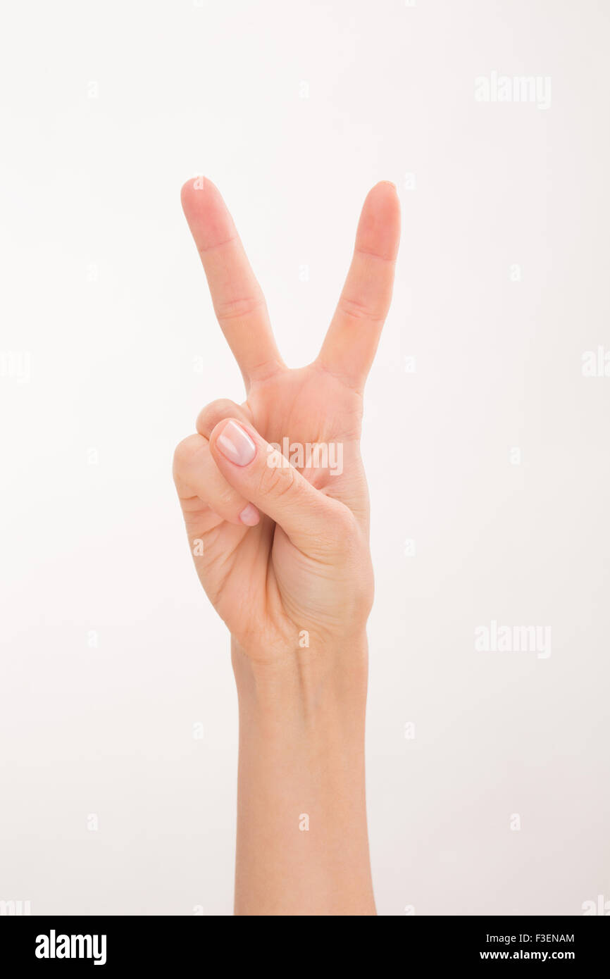 Woman's hand expressing success Stock Photo - Alamy