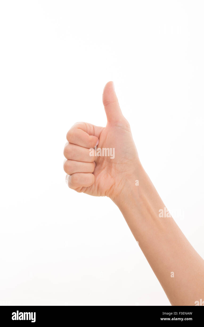 Woman's hand expressing success Stock Photo - Alamy