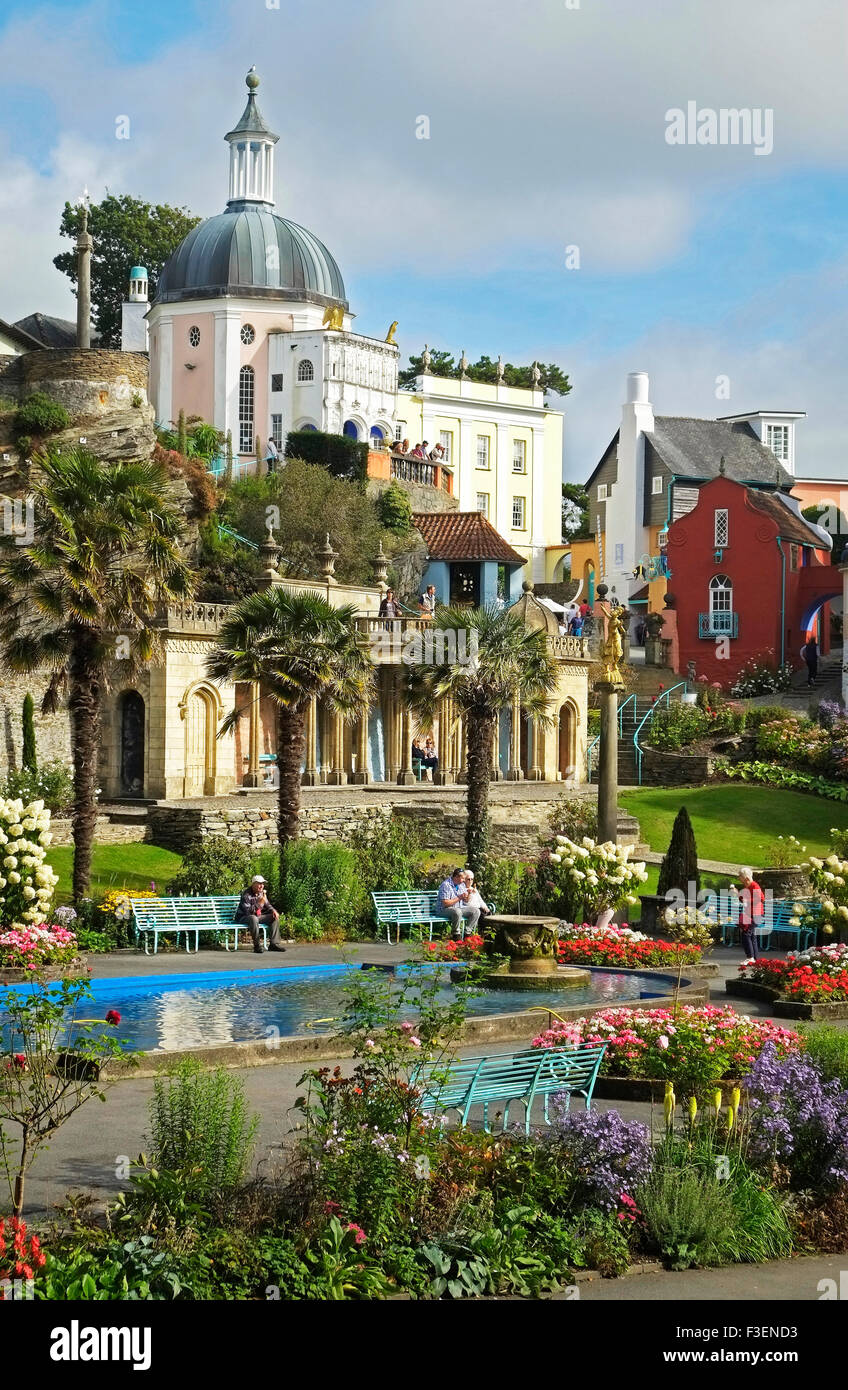 View of Port Meirion Village Gwynedd North Wales UK United Kingdom ...