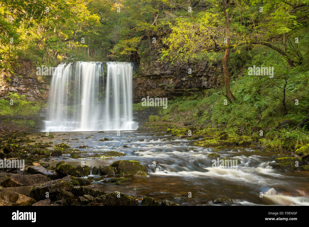 Sgwd yr Eira (waterfalls of snow) on the River Hepste in the Brecon ...