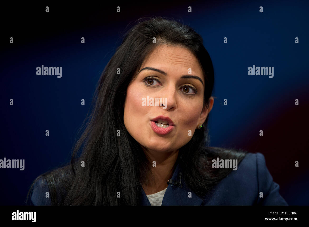 Manchester, UK. 6th October 2015. Priti Patel, MP for Witham, and ...