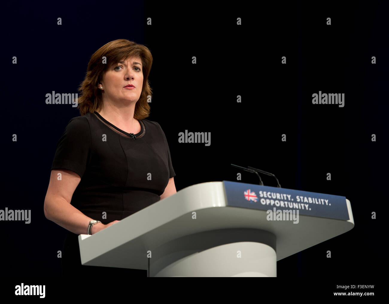 Manchester, UK. 6th October 2015. The Rt Hon Nicky Morgan MP, Secretary ...